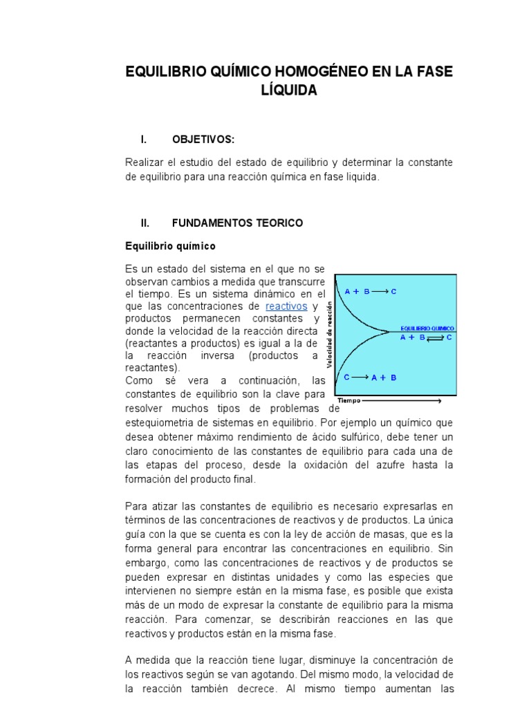 Equilibrio Químico Homogéneo en La Fase | PDF | Equilibrio químico ...
