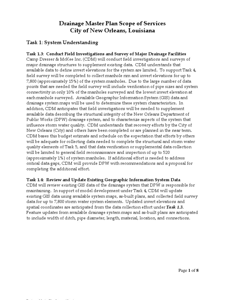 Drainage Master Plan Scope of Services City | PDF | Geographic ...