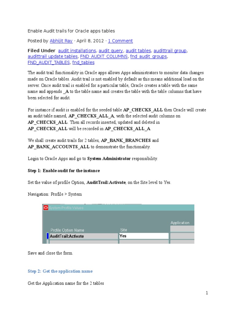 Audit Trail Reporting | PDF | Table (Database) | Databases