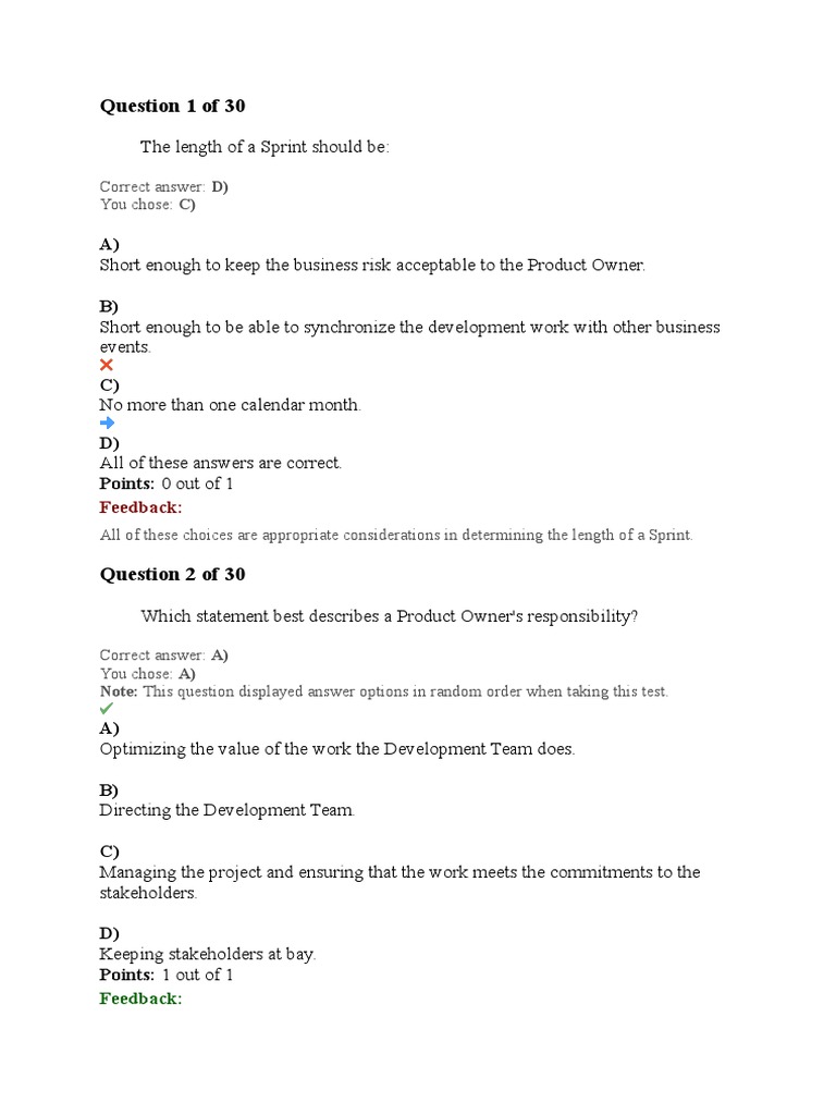 Scrum Questions Pdf Scrum Software Development Accountability