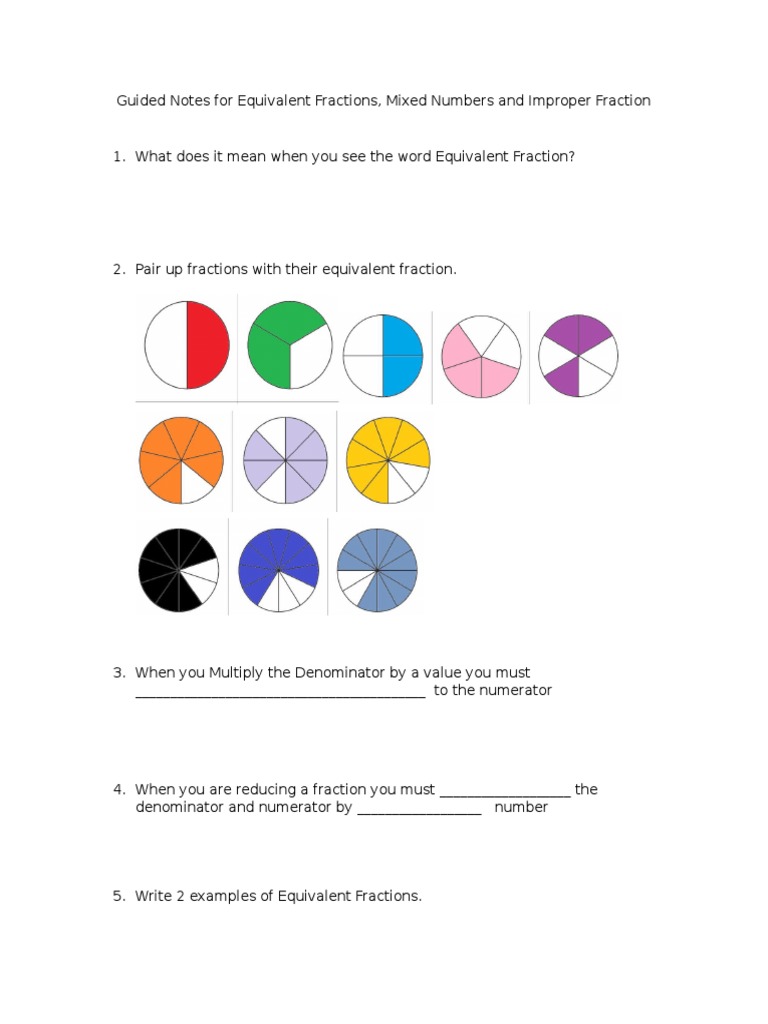 Guided Notes on Equivalent Fractions | PDF | Finance & Money Management ...