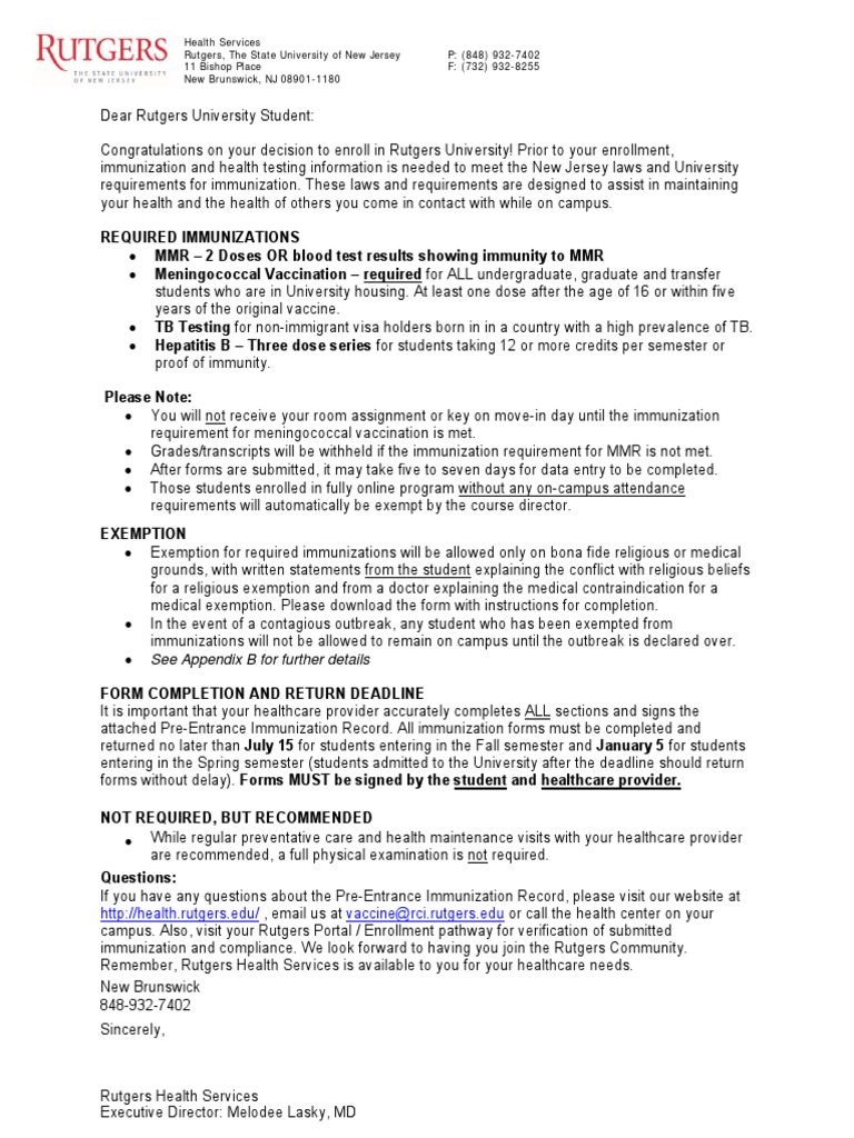 Immunization Letter NB FORM Revised | Download Free PDF | Meningitis ...
