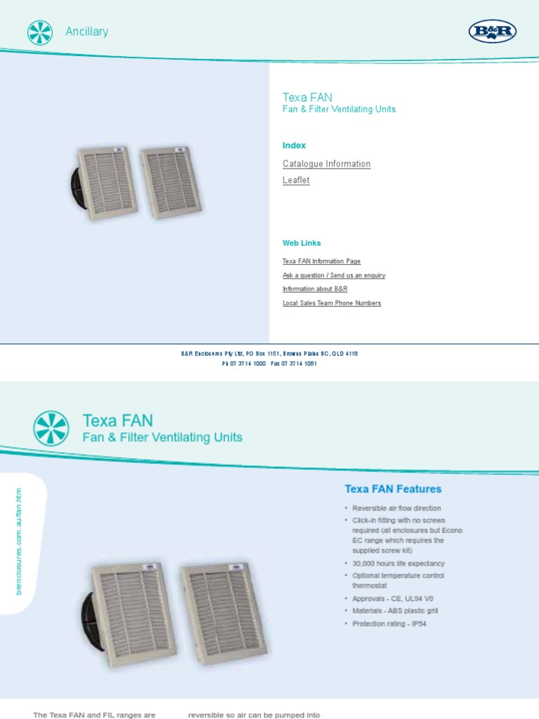 Ancillary: Fan & Filter Ventilating Units | PDF | Temperature | Equipment