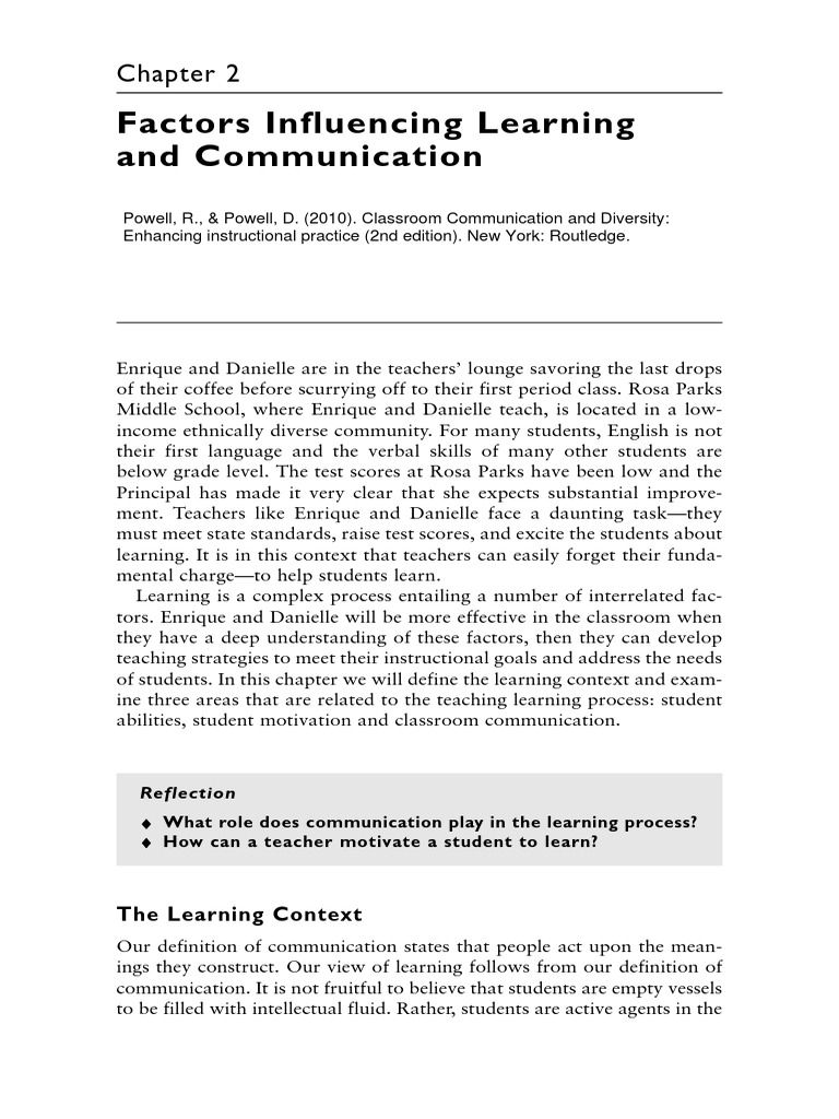 Factors Influencing Learning and Communication | Download Free PDF ...