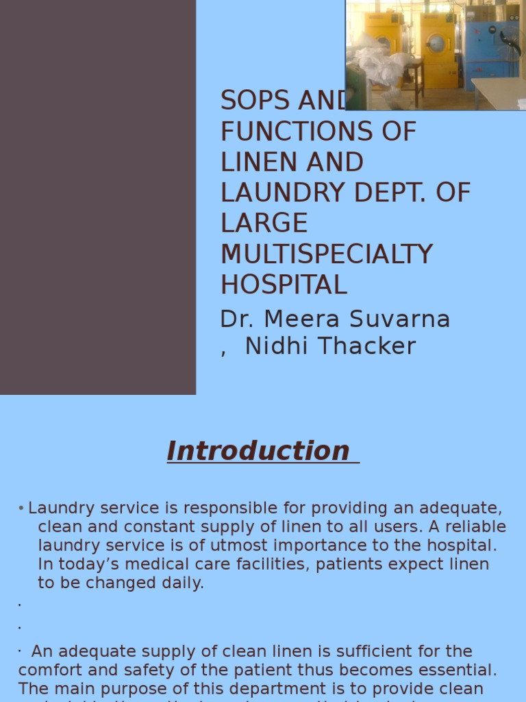 SOPs and Functions of Linen and Laundry Dept | PDF | Laundry | Washing ...