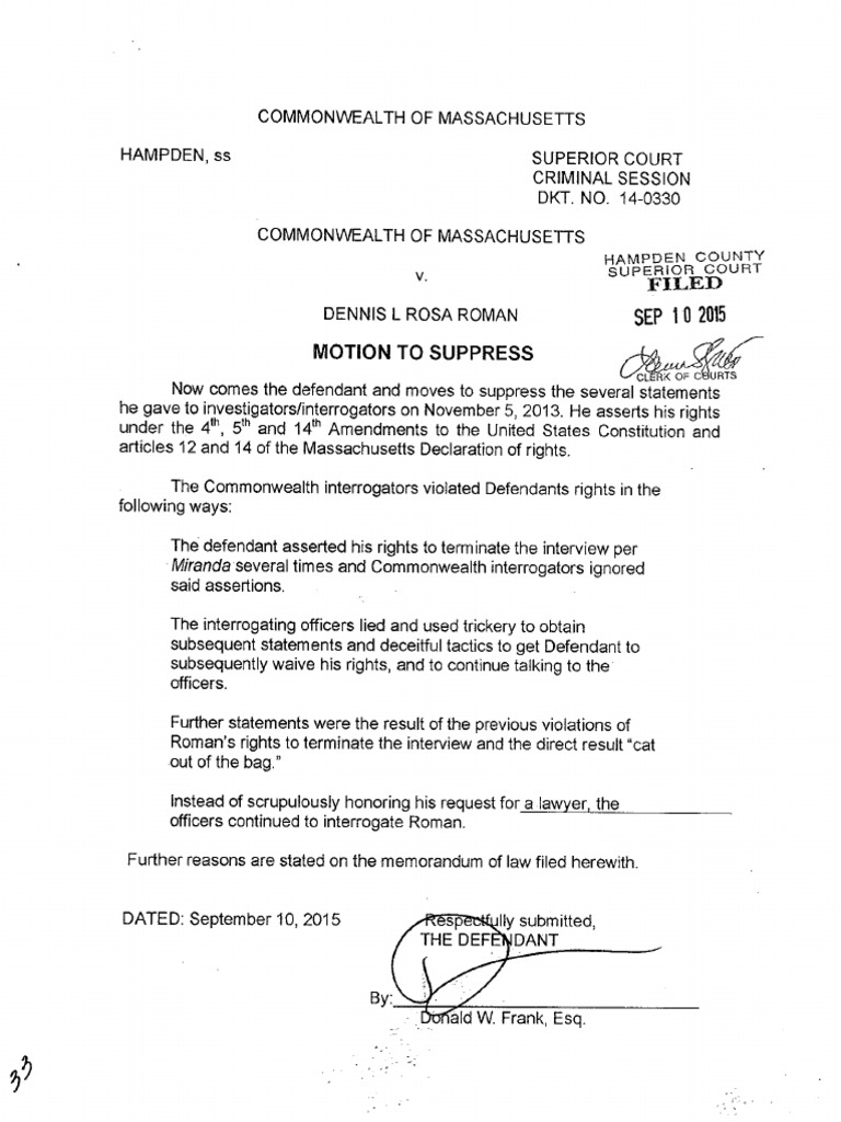 Dennis Rosa-Roman motion to suppress statements