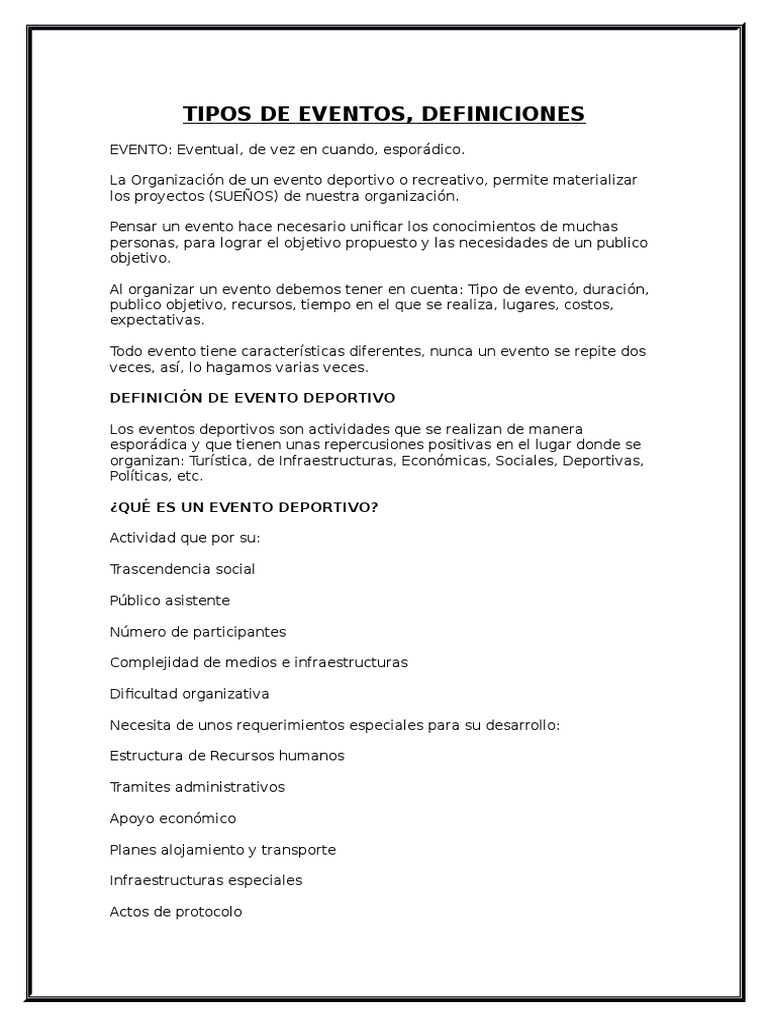 Tipos de Eventos | PDF | Deportes | Marketing