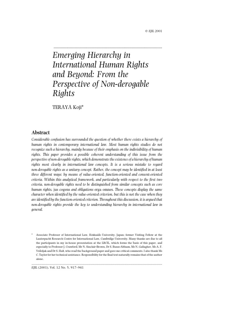 Emerging Hierarchy in International Human Rights and Beyond: From The ...