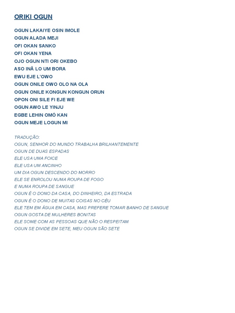 Oriki Ogun | PDF