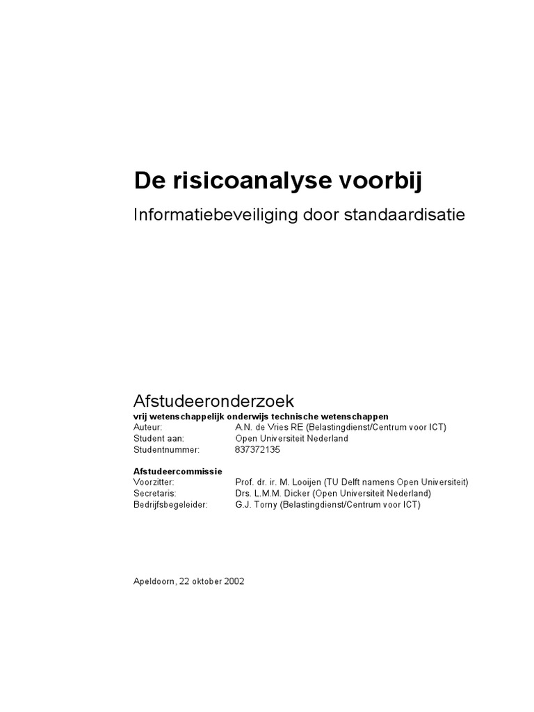 De Risicoanalyse Voorbij | PDF