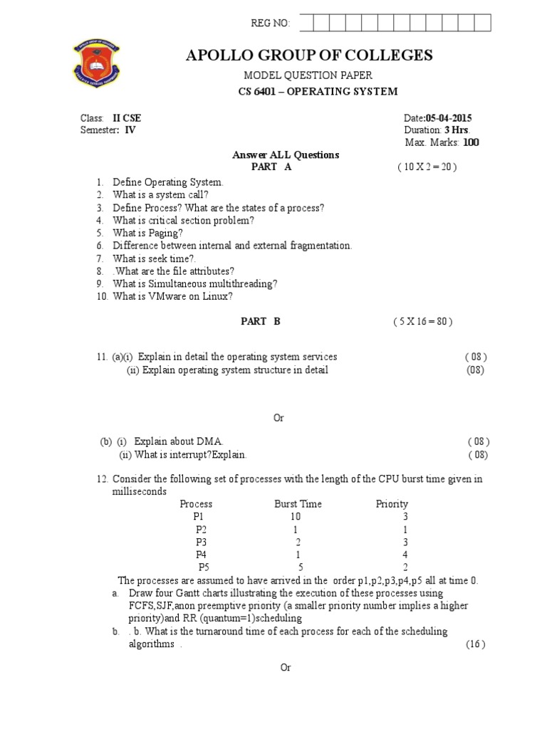 Os Model QP | PDF | Scheduling (Computing) | Computer Hardware