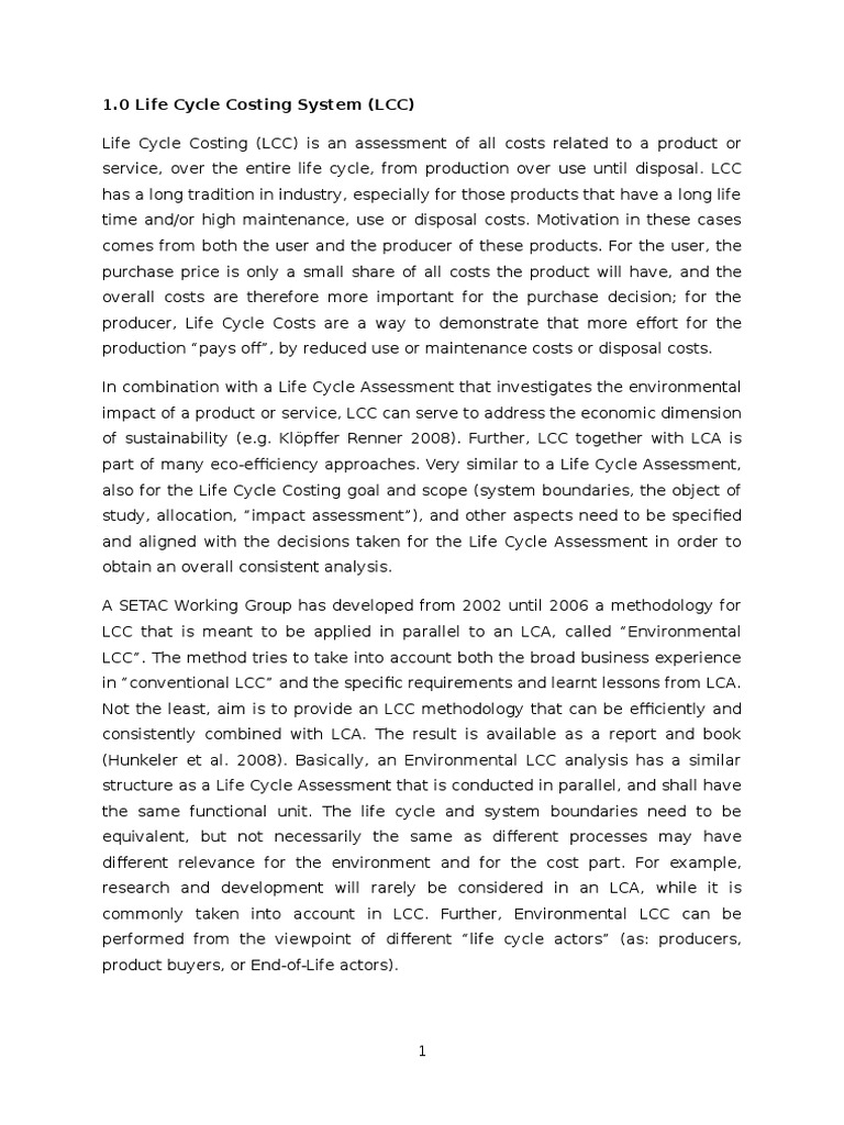 Life Cycle Costing System | PDF | Life Cycle Assessment | Cost Accounting