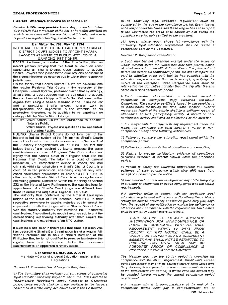 Legal Profession Notes | Download Free PDF | Lawyer | Evidence (Law)