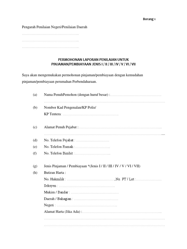 Borang 1 Format Baru Penilaian Hartanah | PDF | Game & Aktivitas