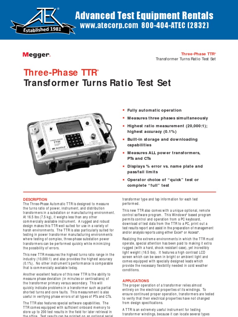Megger-550503 Datasheet | PDF | Transformer | Power Inverter