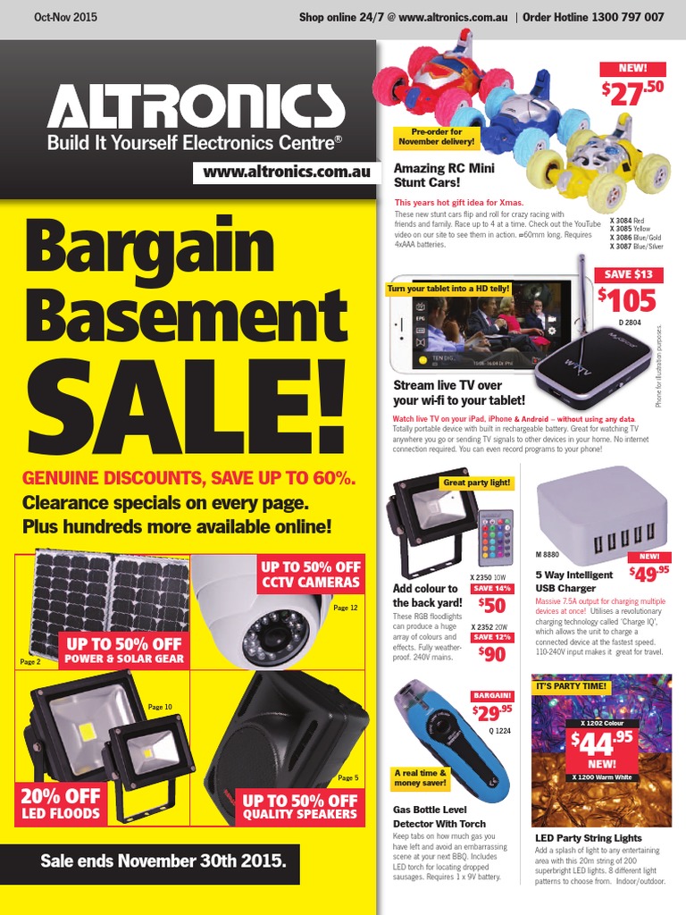 Altronics Oct-Nov Bargain Basement Sale Flyer | PDF | Battery Charger ...