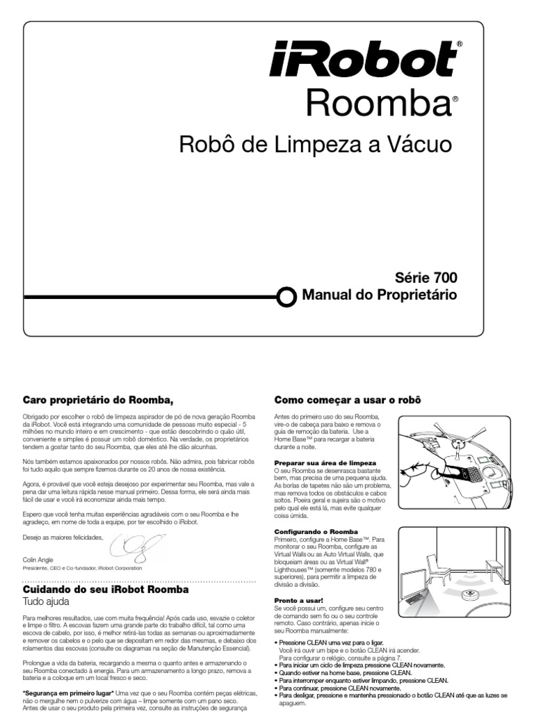 Roomba Manual | Download grátis PDF | Robô | Robótica