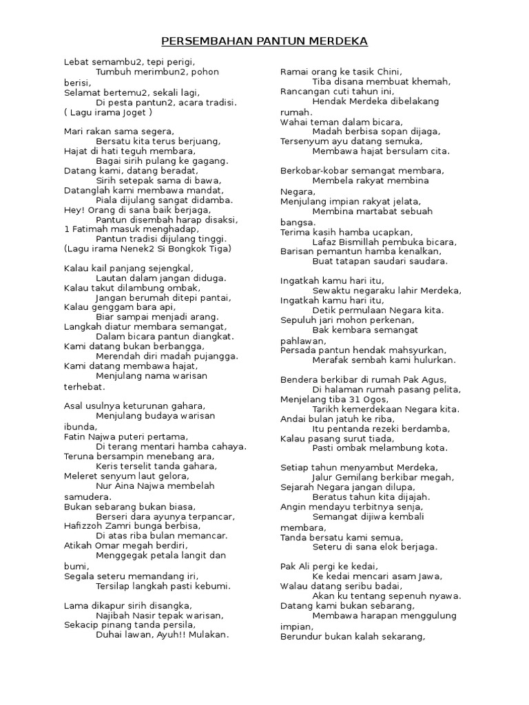 Persembahan Pantun Merdeka | PDF