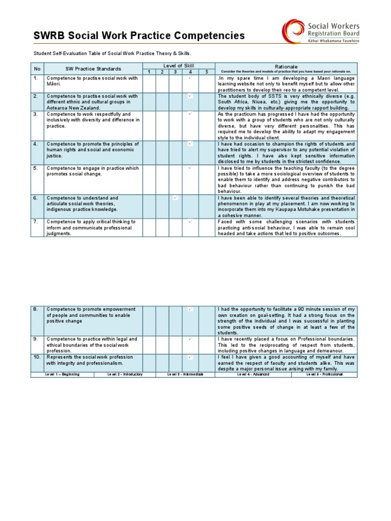 SWRB Social Work Practice Competencies 2 | PDF | Social Work ...
