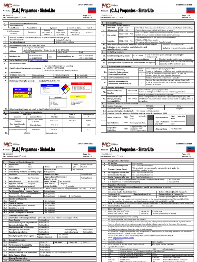 Msds Sinterlike | Download Free PDF | Occupational Safety And Health | Physical Sciences