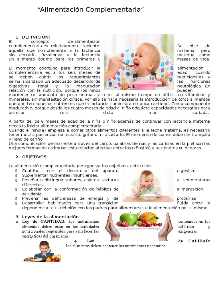 Alimentación Complementaria | PDF | Alimentos | Nutrición
