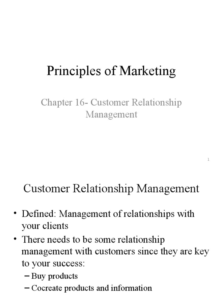 Chapter 16 Customer Relationship Management | PDF | Customer ...