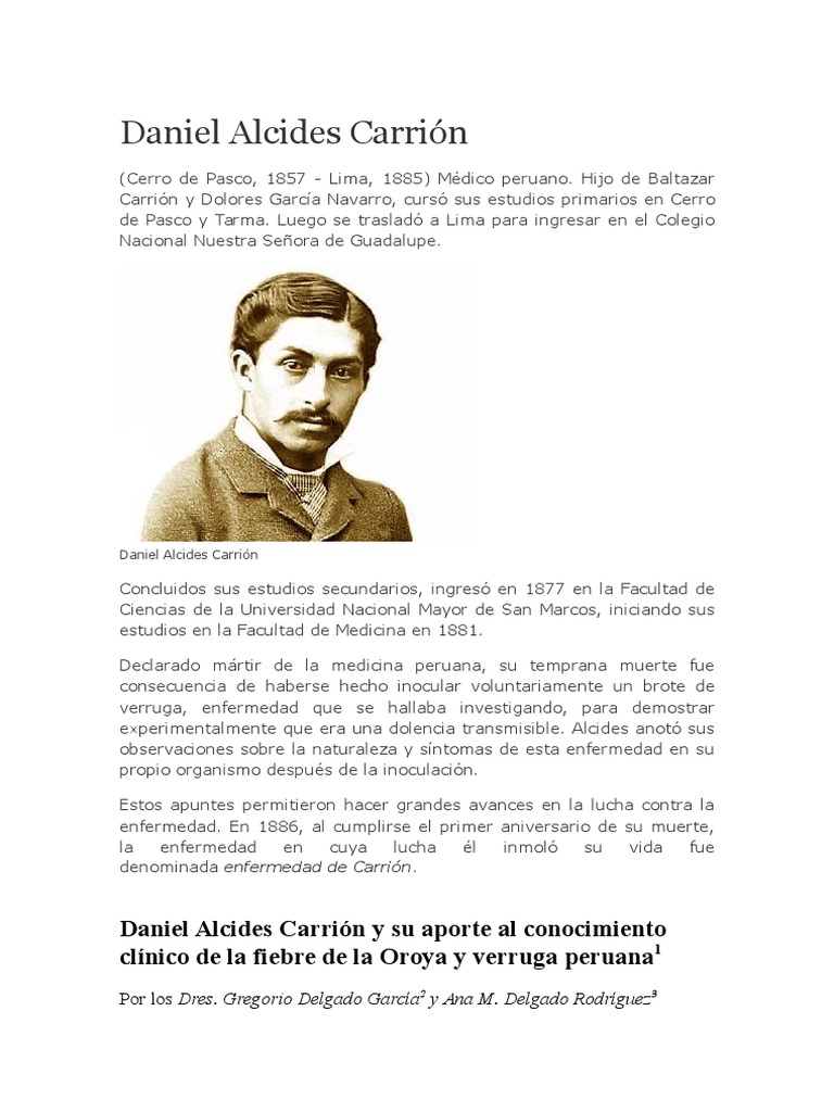 Biografia de Daniel Alcides Carrión | Especialidades médicas | Medicina ...
