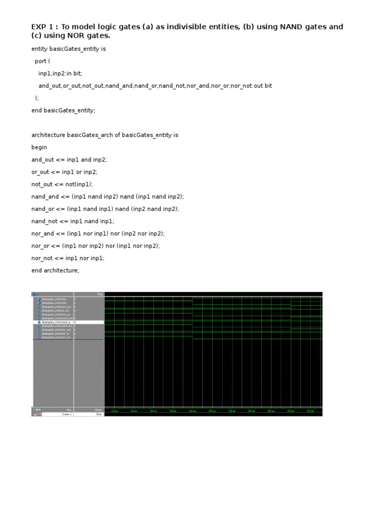 EXP 1: To Model Logic Gates (A) As Indivisible Entities, (B) Using NAND ...