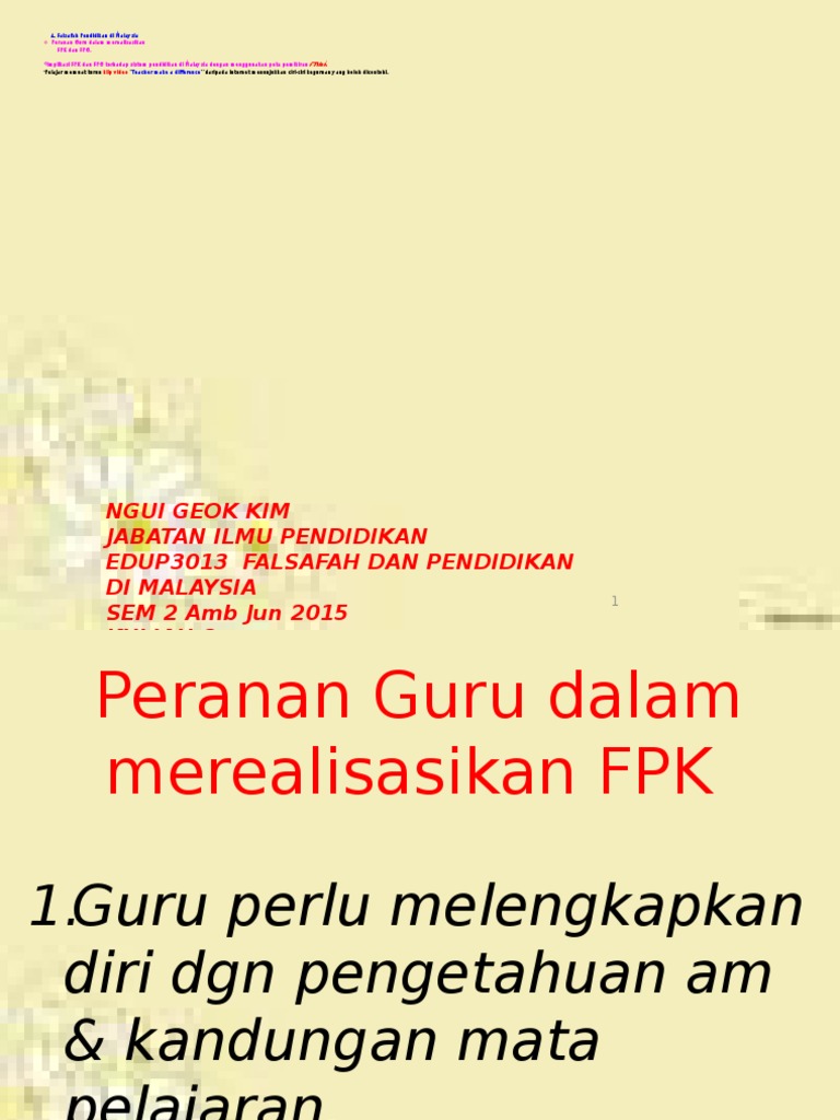 Peranan Guru & Implikasi FPK & FPG | PDF