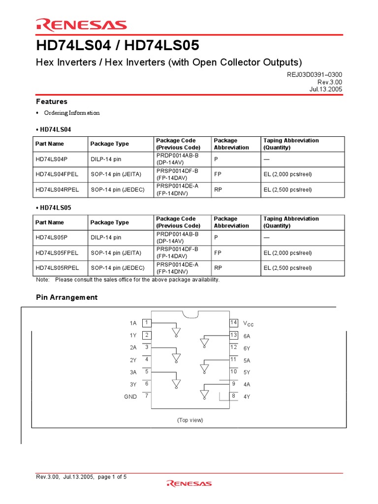 datasheet 74LS04P | Exports | Electronics