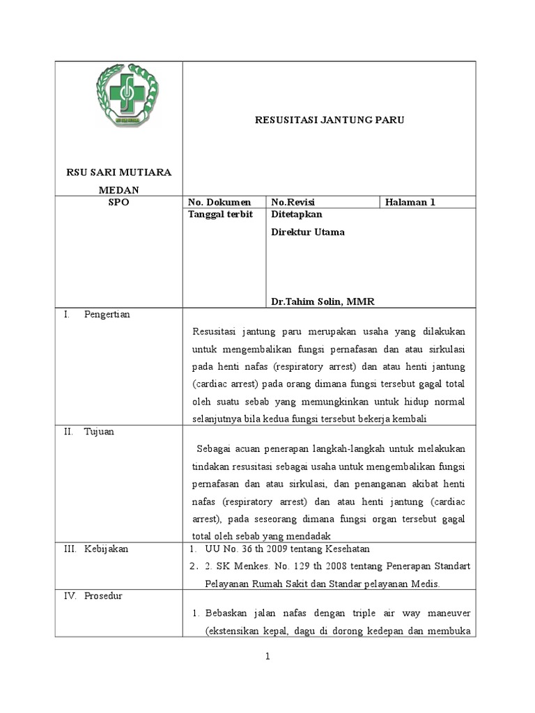 Spo Resusitasi Dan DNR | PDF
