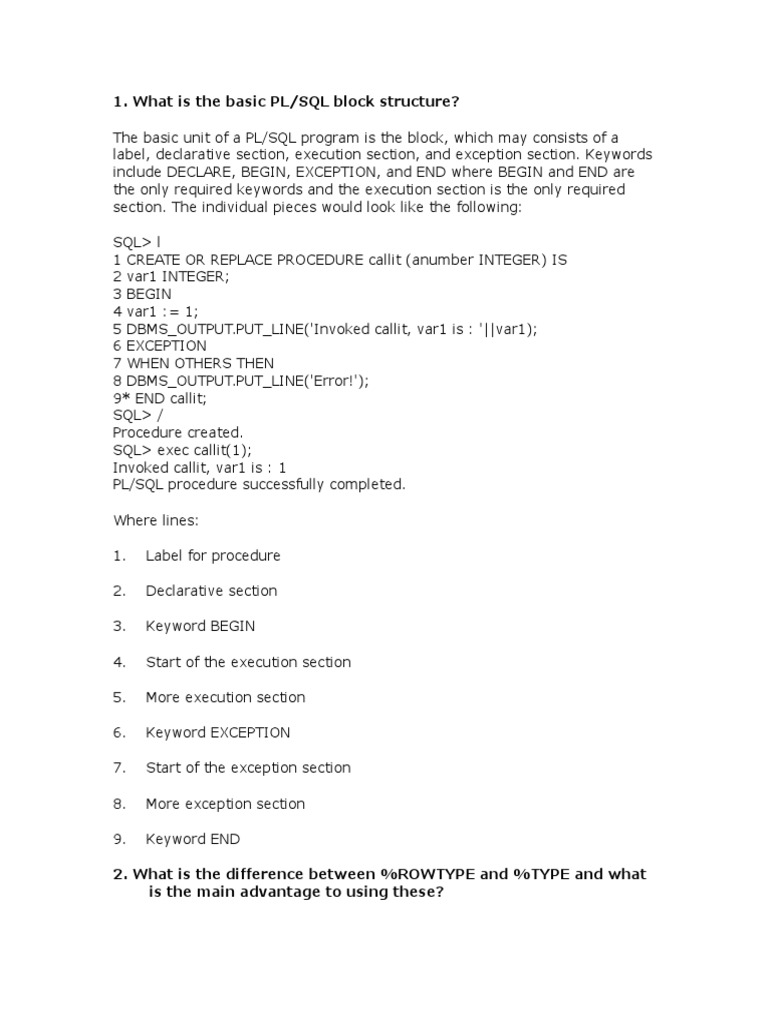 Interview Questions PL SQL | PDF | Pl/Sql | Subroutine