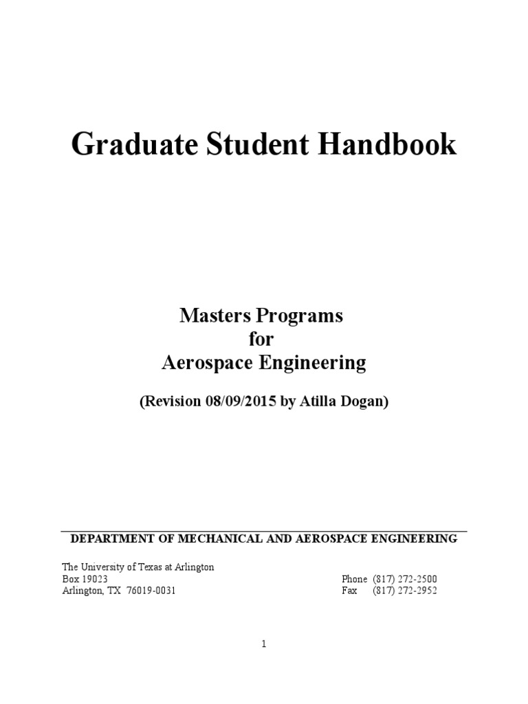 Aerospace Engineering Graduate Handbook | PDF | Thesis | Postgraduate ...