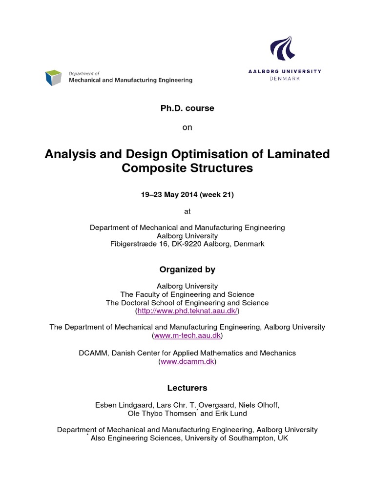 Analysis and Design Optimisation of Laminated Composite Structures ...