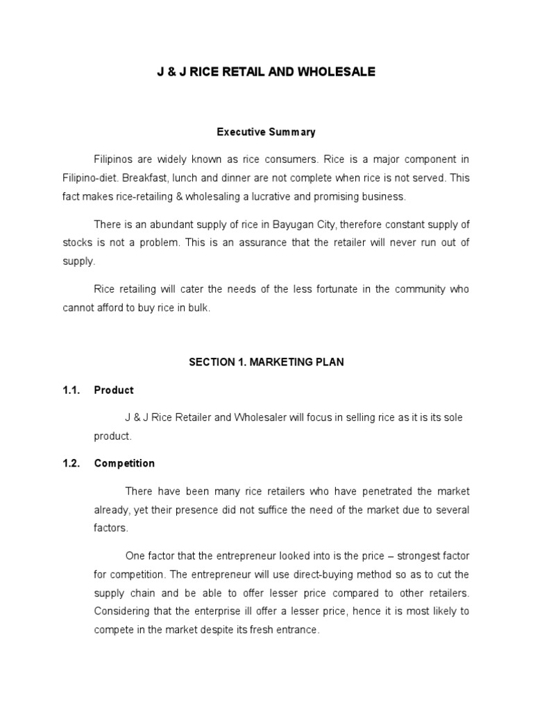 Business Plan Sample | PDF | Retail | Market (Economics)