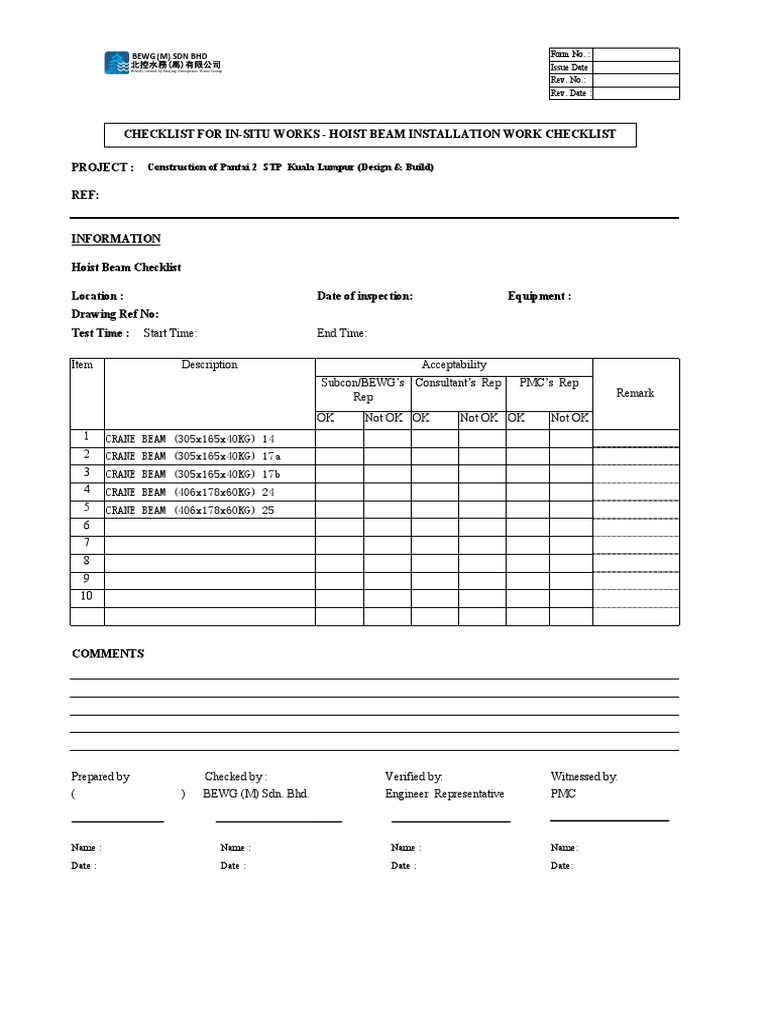 Beam Inspection Check List1 | PDF