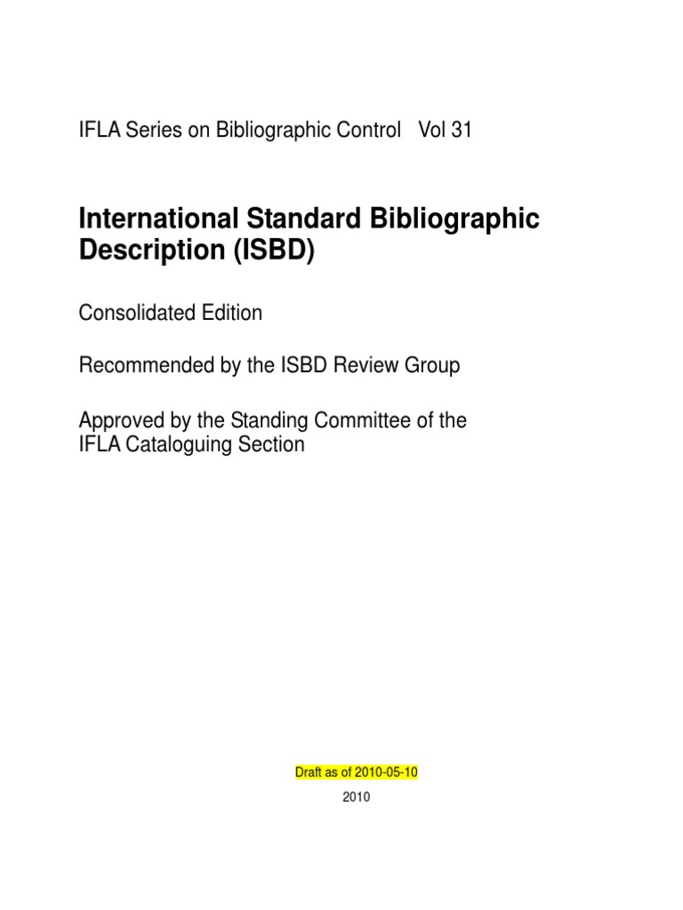 International Standard Bibliographic Description (ISBD) | PDF