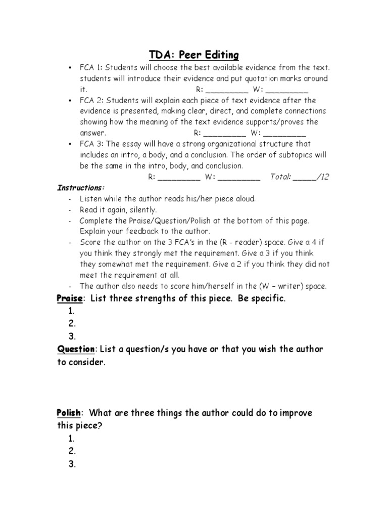 Tda Peer Editing PQP | PDF | Career & Growth | Foreign Language Studies