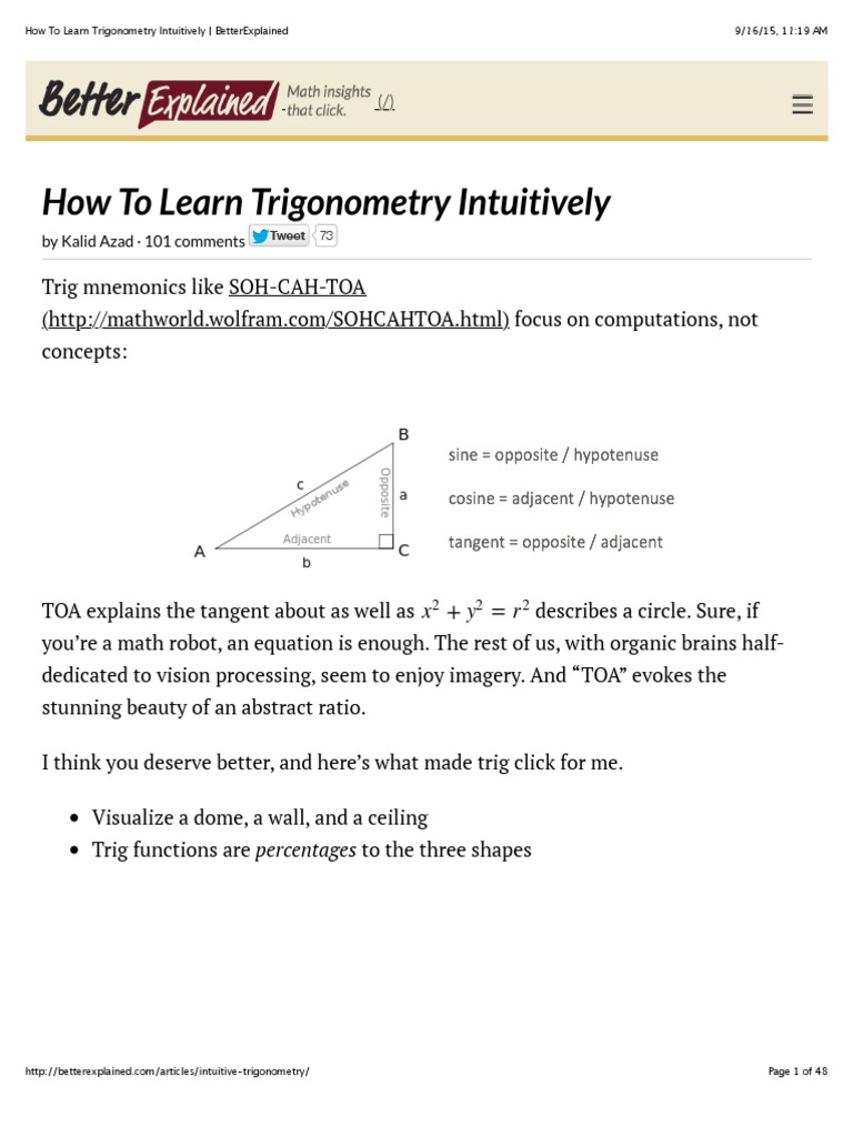 How To Learn Trigonometry Intuitively Betterexplained Pdf