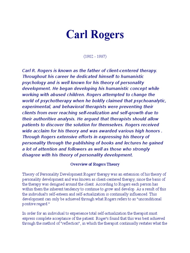 Self Actualization Carl Rogers