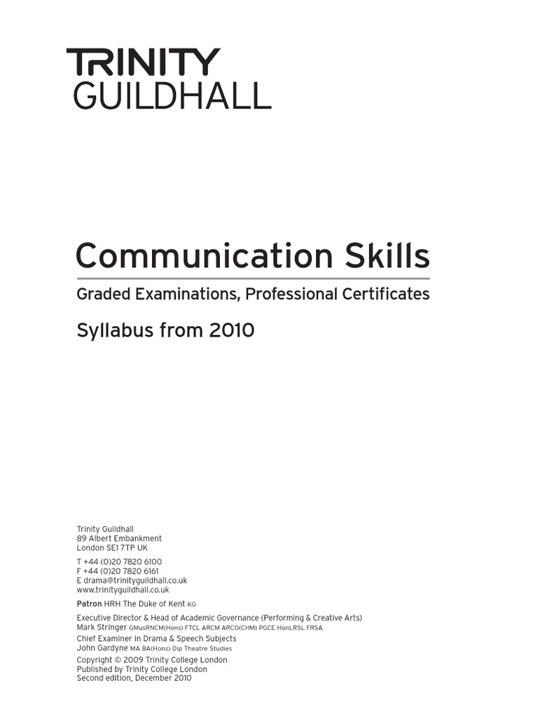 Communication Skills Syllabus, 2nd Edition | PDF