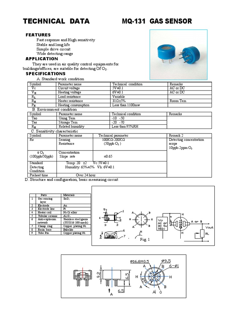 MQ131 Ozone | PDF | Electrical Resistance And Conductance | Sensor