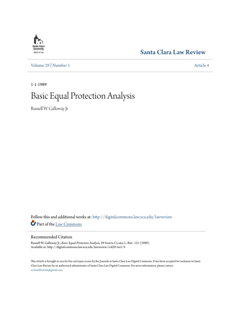 Basic Equal Protection Analysis | PDF | Suspect Classification | Equal ...
