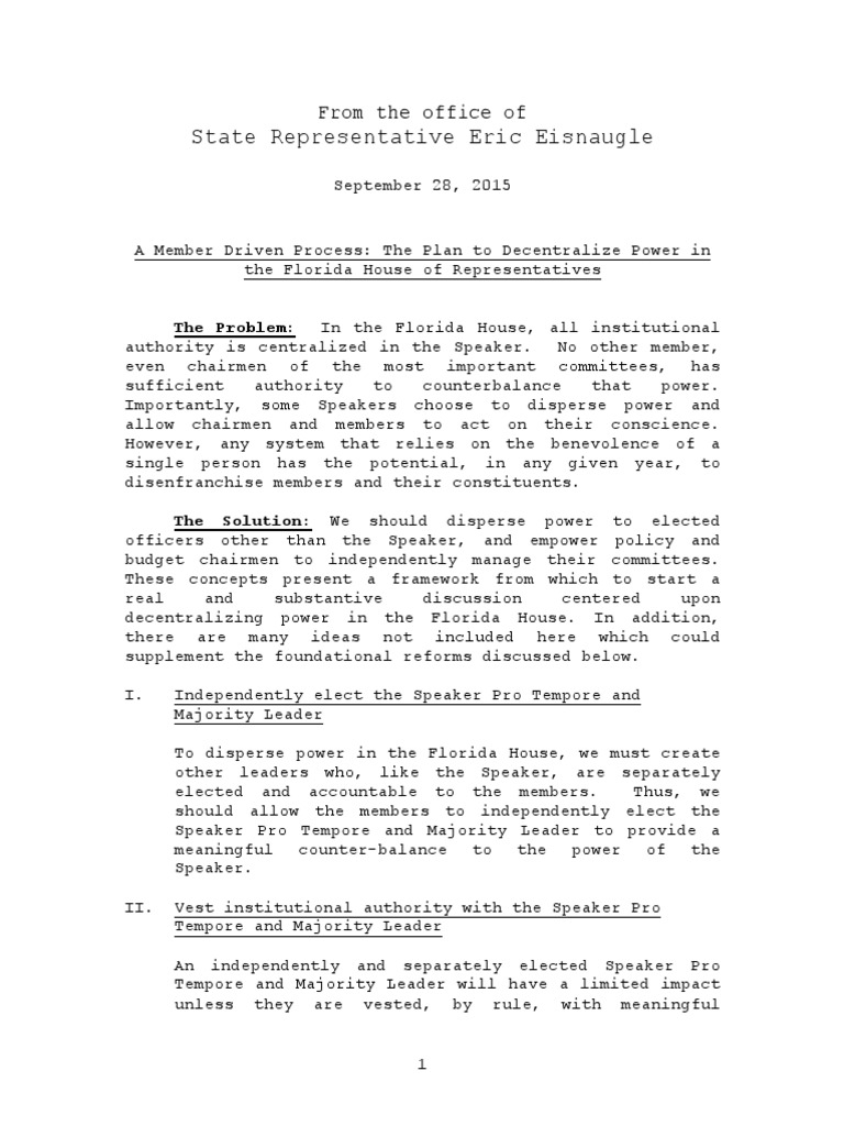 Eisnaugle House Reform White Paper | PDF