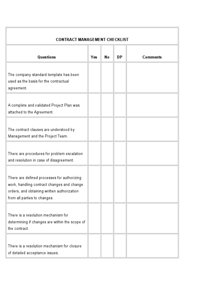 Contract Management Checklist | PDF | Supply Chain | Quality (Business)