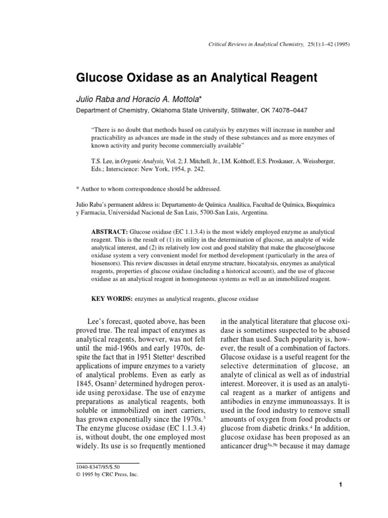 Glucose Oxidase | PDF | Active Site | Catalysis