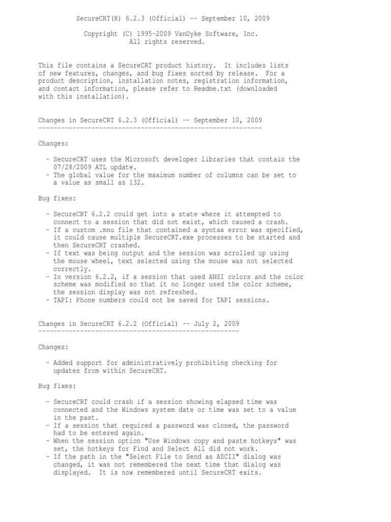 Securecrt History | PDF | Command Line Interface | Installation (Computer Programs)