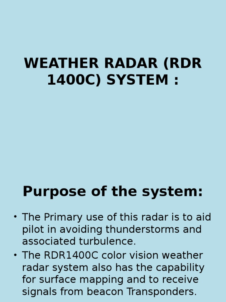 Weather Radar (RDR 1400c) System | PDF