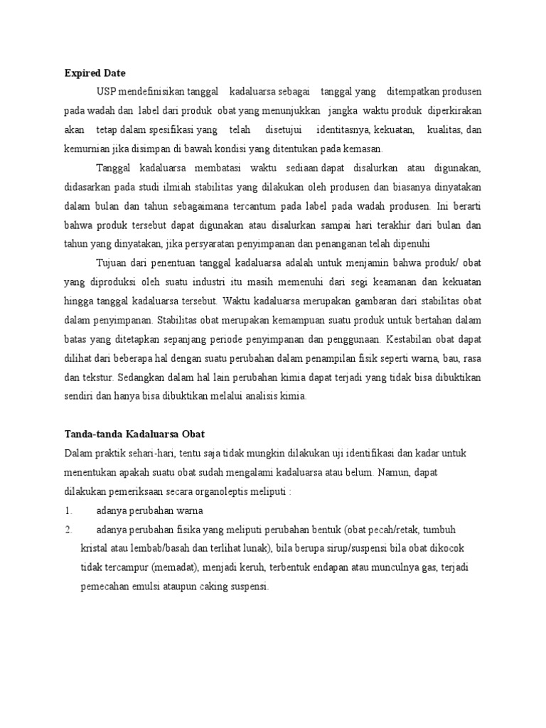 Tanggal Kadaluarsa Obat dan Stabilitasnya | PDF | Pengembangan Diri