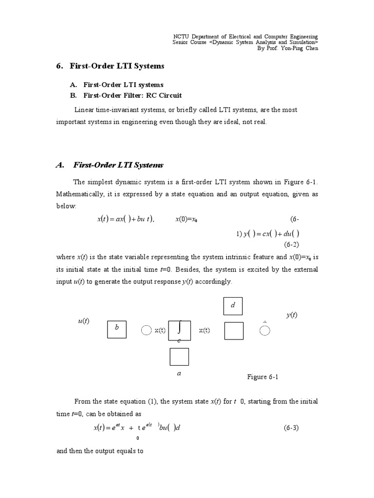 DSAS 6 First-Order LTI Systems | Download Free PDF | Electronic Filter ...